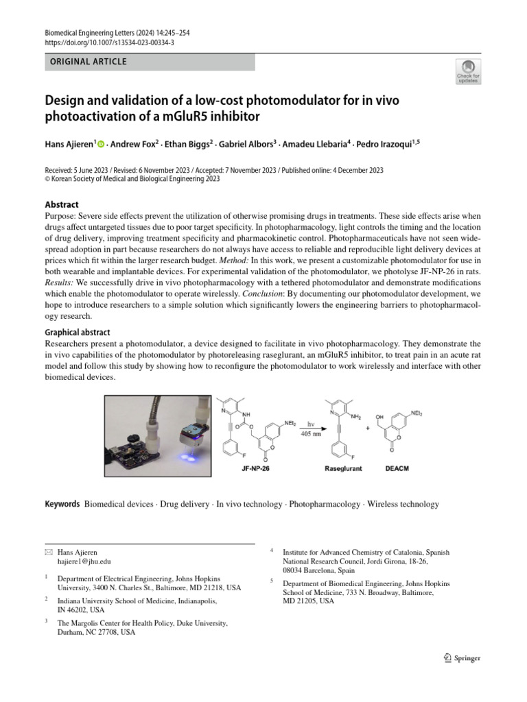 Design and Validation of A Low-Cost Photomodulator For in Vivo ...