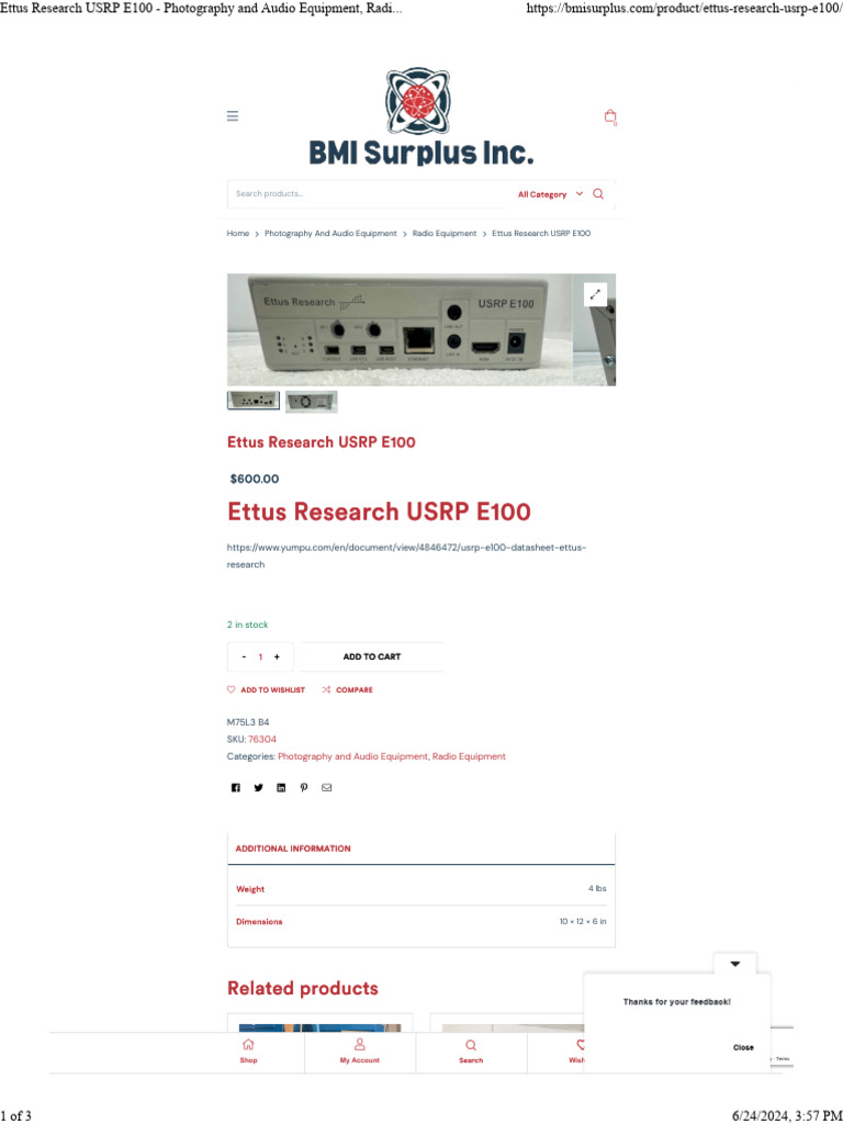 Ettus Research USRP E100 - Photography and Audio Equipment, Radio ...