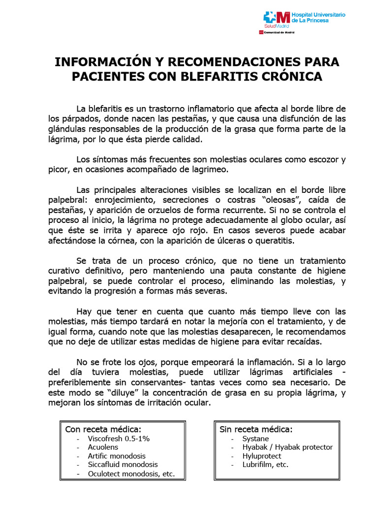 Recomendaciones Blefaritis | Descargar gratis PDF | Enfermedades y ...