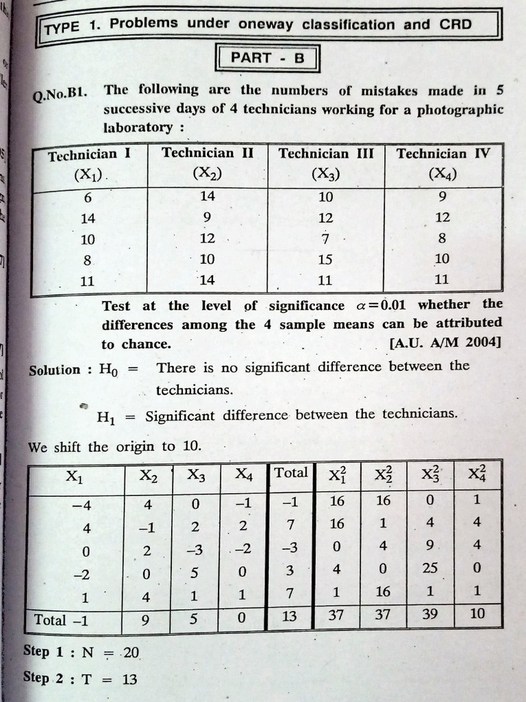 SNM- 2(i) One Way Classification | Download Free PDF | Mean Squared Error | Errors And Residuals