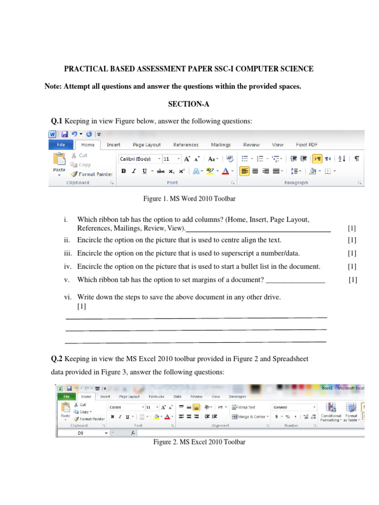 Practical Based Assessment Paper 9 | PDF | Microsoft Excel | Spreadsheet