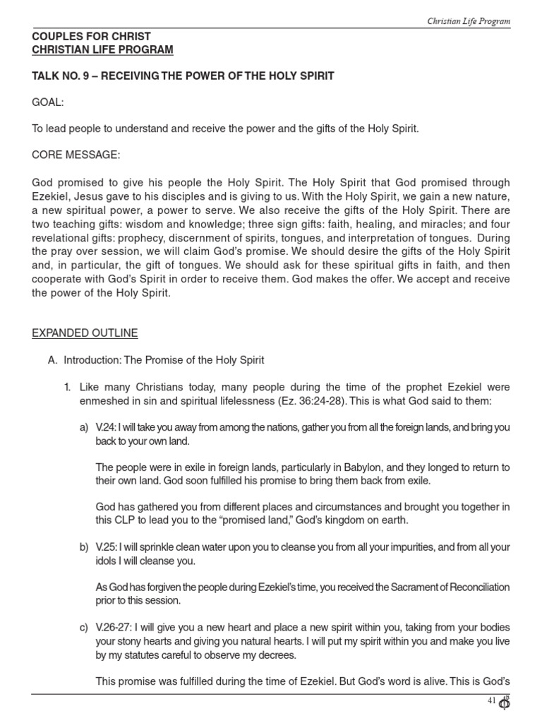 CLP Talk 09 - Receiving The Power of The Holy Spirit | PDF | Spiritual ...