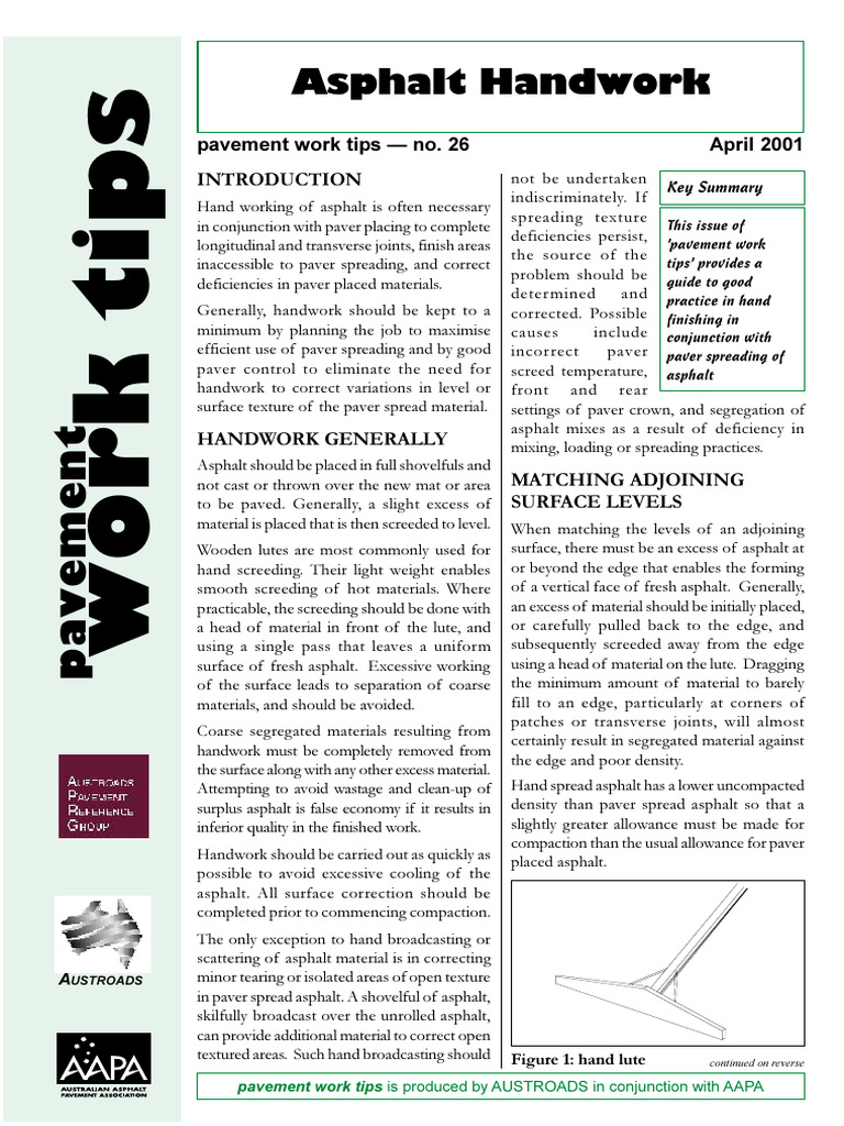 Work Tip 26 - Asphalt-Handwork | PDF | Road Surface | Floors