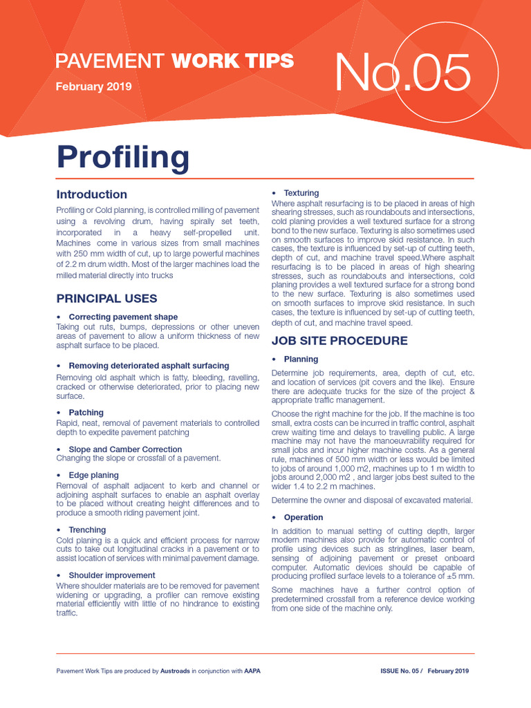 Work Tip 05 - Profiling - Feb - 2019 | PDF | Road Surface