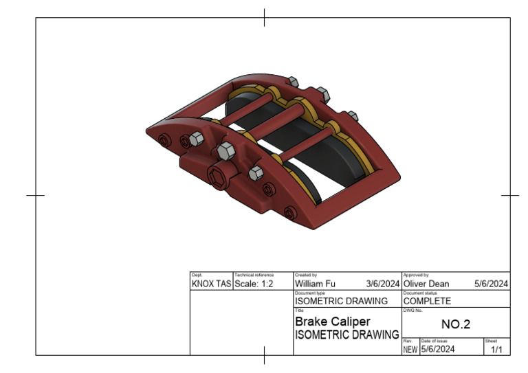 Brake Caliper Drawing v2 ISOMETRIC | PDF