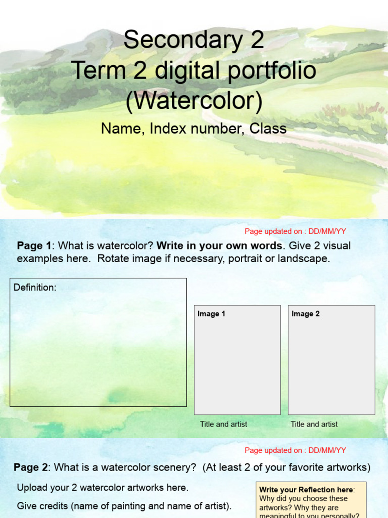 Secondary 2 Watercolor Portfolio | PDF | Watercolor Painting | Paintings
