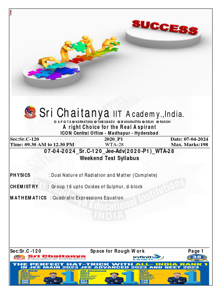 JEE Advanced 2020 Physics Test Paper | PDF | Photoelectric Effect ...
