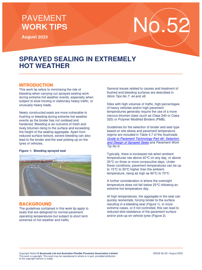 Work Tip 52 - Sprayed - Sealing - in - Extremely - Hot - Weather | PDF ...