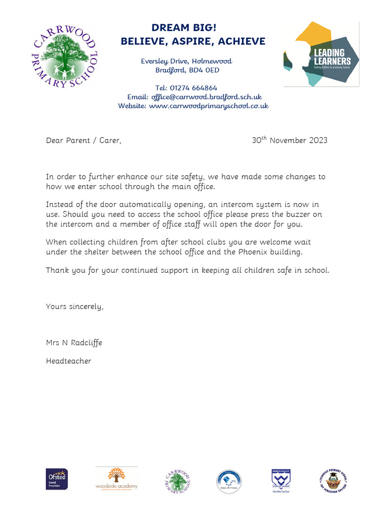 Door Intercom Letter November 2023 | PDF