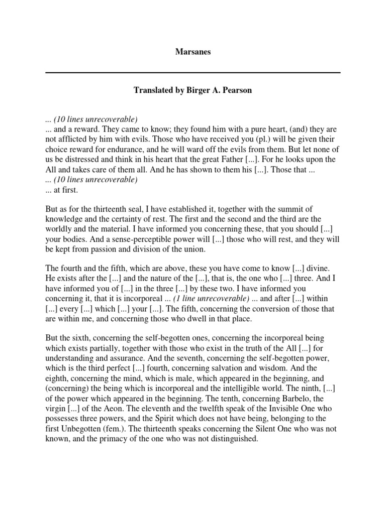 Marsanes | PDF | Consonant