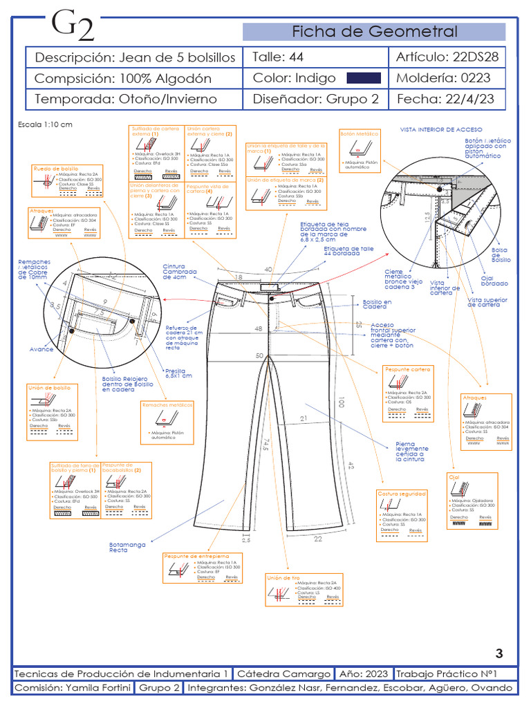 Ficha Técnica de Pantalón Geometral | PDF | Artes Textiles | De coser