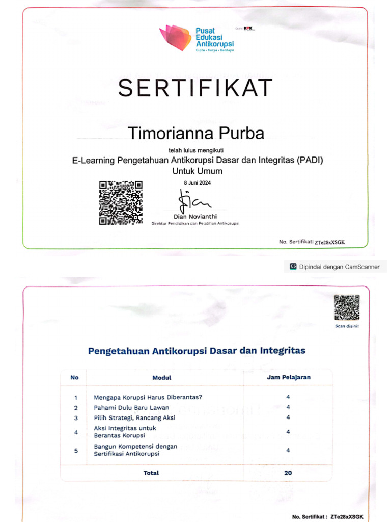 Sertifikat ACLK Timo | PDF