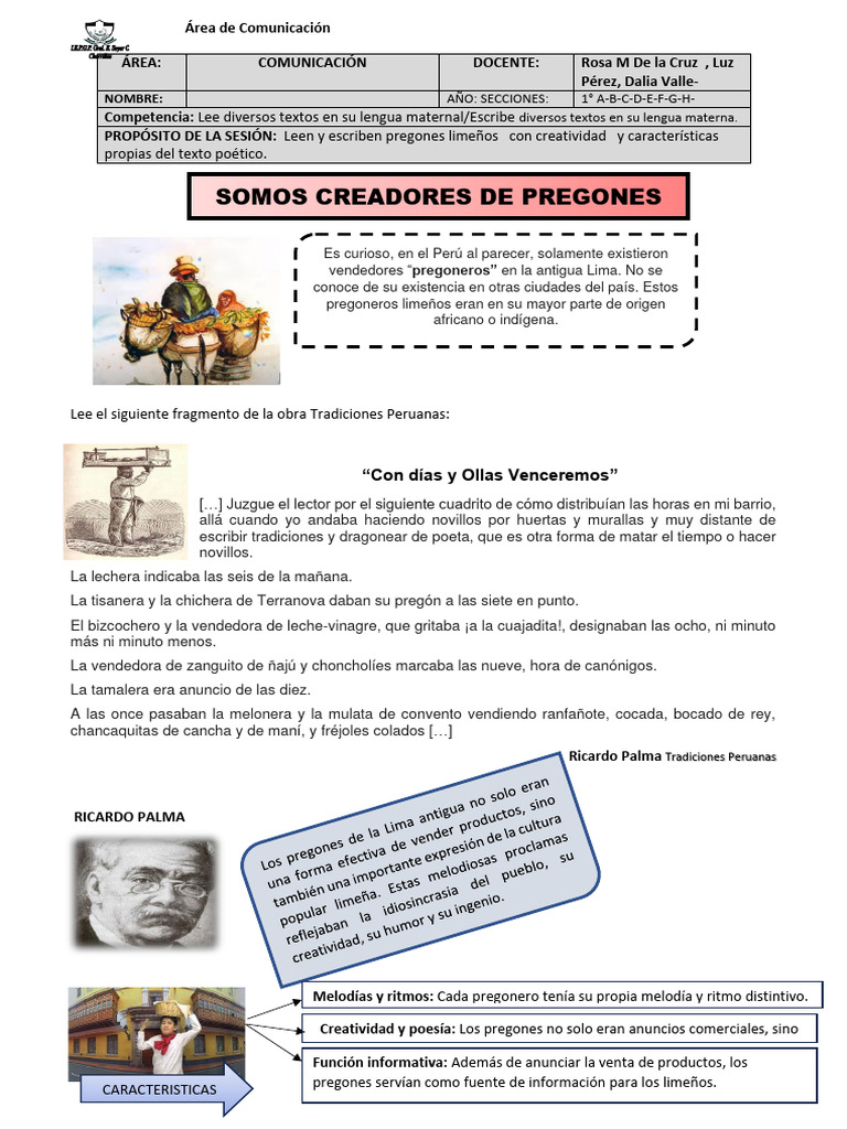 Ficha N9 Somos Pregoneros | PDF | Alimentos