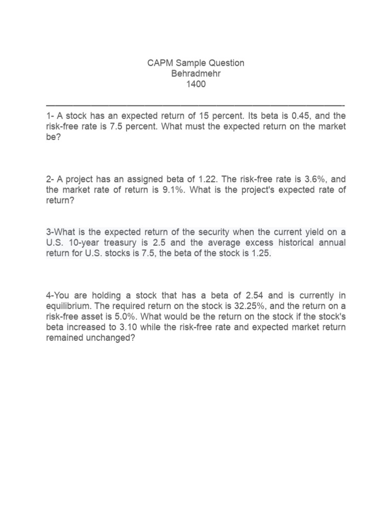 Capm Sample | PDF | Business | Technology & Engineering