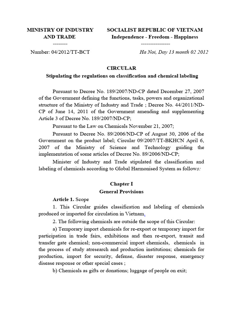 Circular 04.12.BCT | PDF | Dangerous Goods | Packaging And Labeling