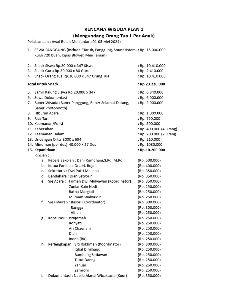 Rencana Wisuda Plan 1 | PDF