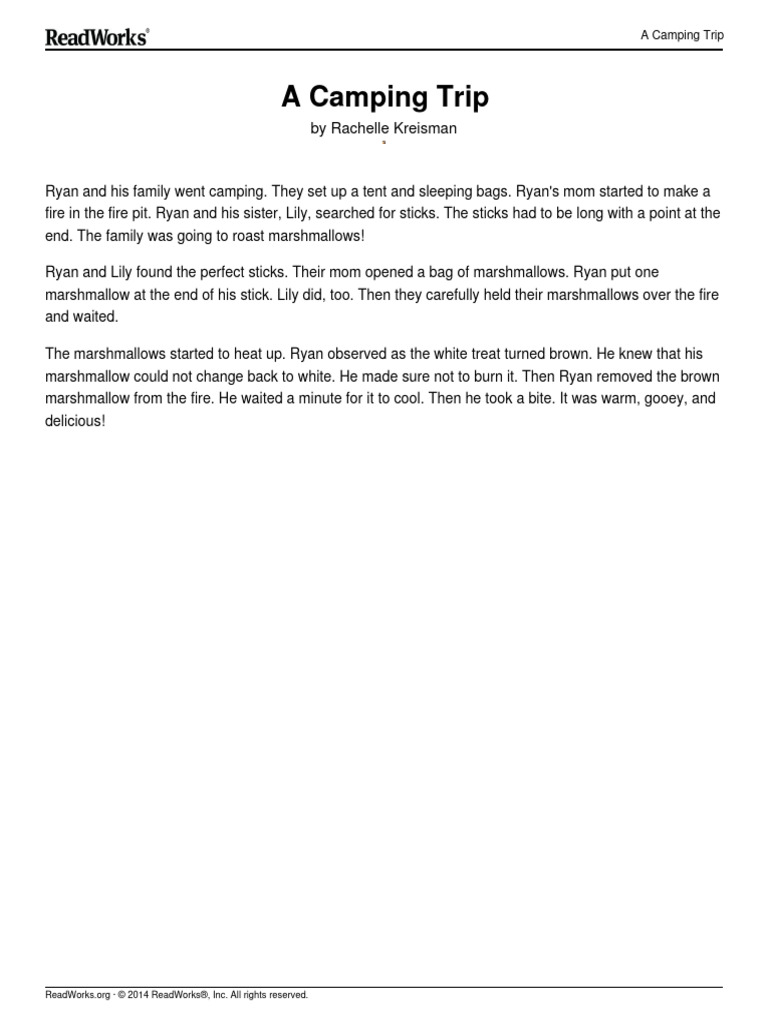 A Camping Trip | PDF | Language Arts & Discipline