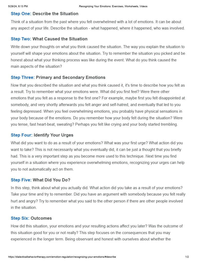 Recognizing Your Emotions_ Exercises, Worksheets, Videos | Download ...