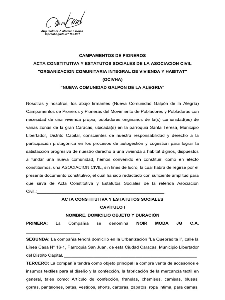 Acta Constitutiva y Estatutos Sociales de Edificio La Alegria | PDF | Bancos | Documento de ...