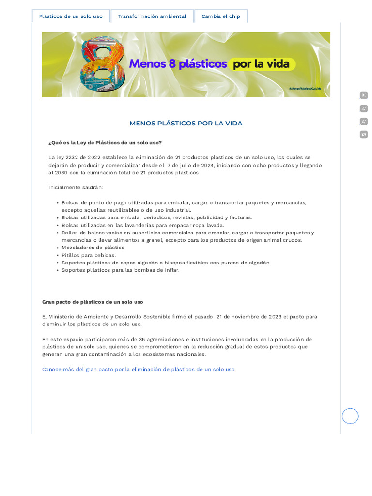 Ley de Plásticos de un Solo Uso en Colombia | PDF | El plastico | Economias