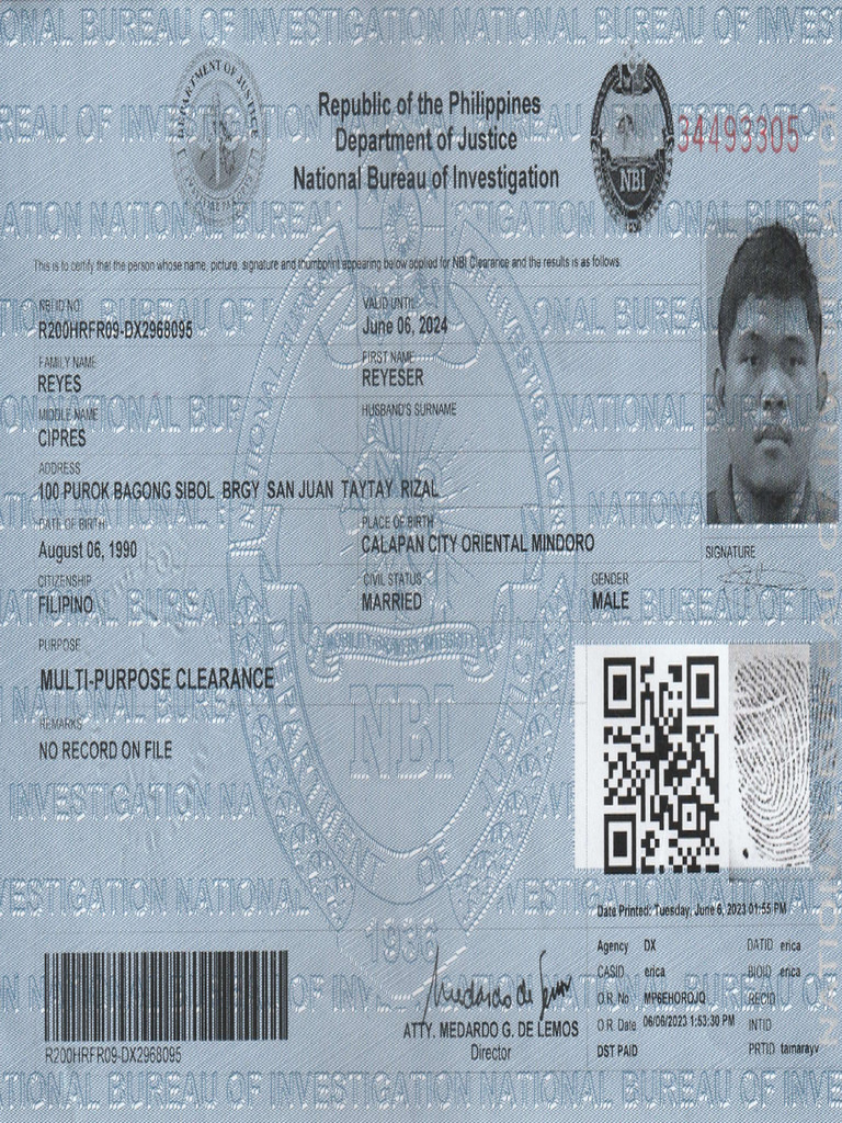 Nbi - Reyeser Reyes - 0001 | PDF | Economy Of The Philippines | National Security