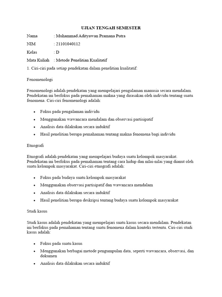 Uts Metopen Kualitatif | PDF