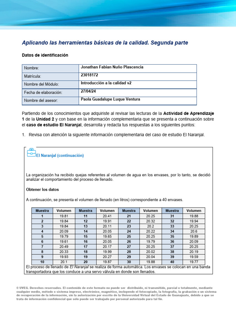 EA7 Aplicando Las Herramientas de La Calidad 2a Parte | PDF | Información | Aprendizaje