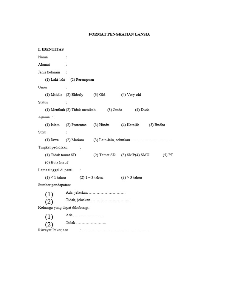 Form Askep Kep. Gerontik New | PDF | Kesehatan Holistik