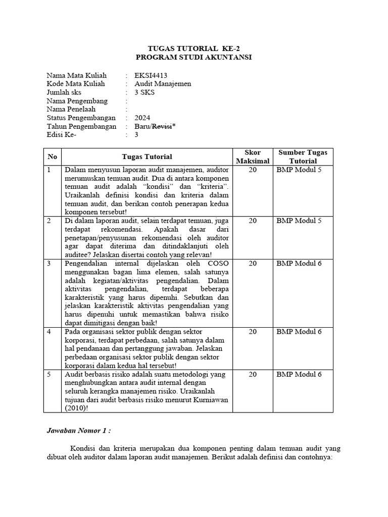 Jawaban Tugas 2 Audit SDM | PDF