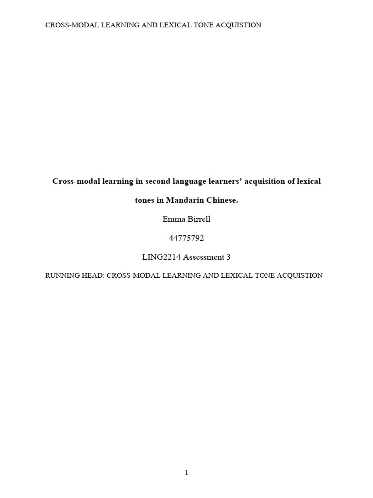 assessment 3 | PDF | Tone (Linguistics) | Language Acquisition