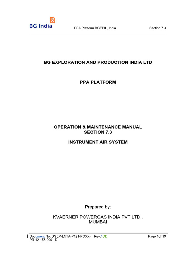 7.3 Instrument Air System | PDF | Liquids | Continuum Mechanics