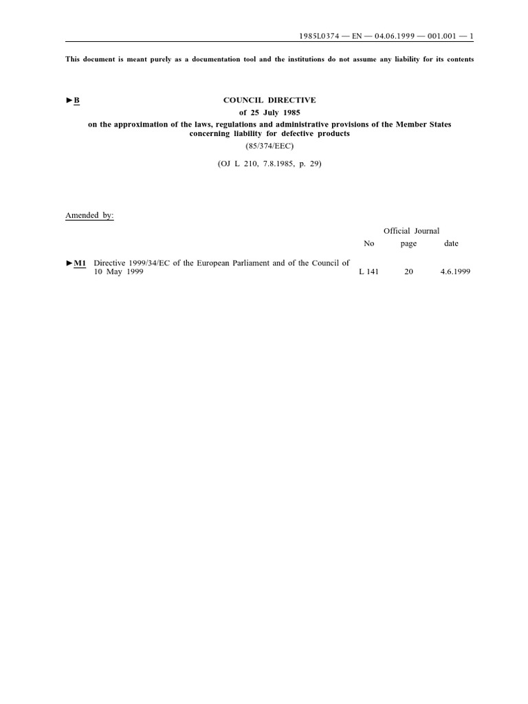 Eu Product Liability | PDF | Legal Liability | Directive (European Union)