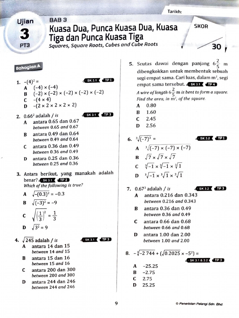 F1 Math Bab3 Latihan | PDF