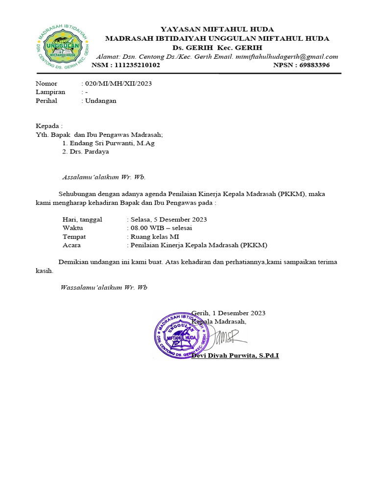 Undangan Pengawas PKKM | PDF