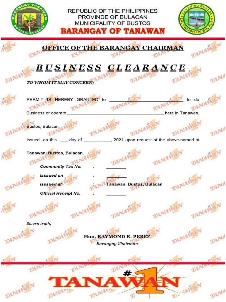 Barangay Business Clearance and Certification | PDF