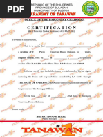 RA 11261 Form 1 - Barangay Certification | PDF