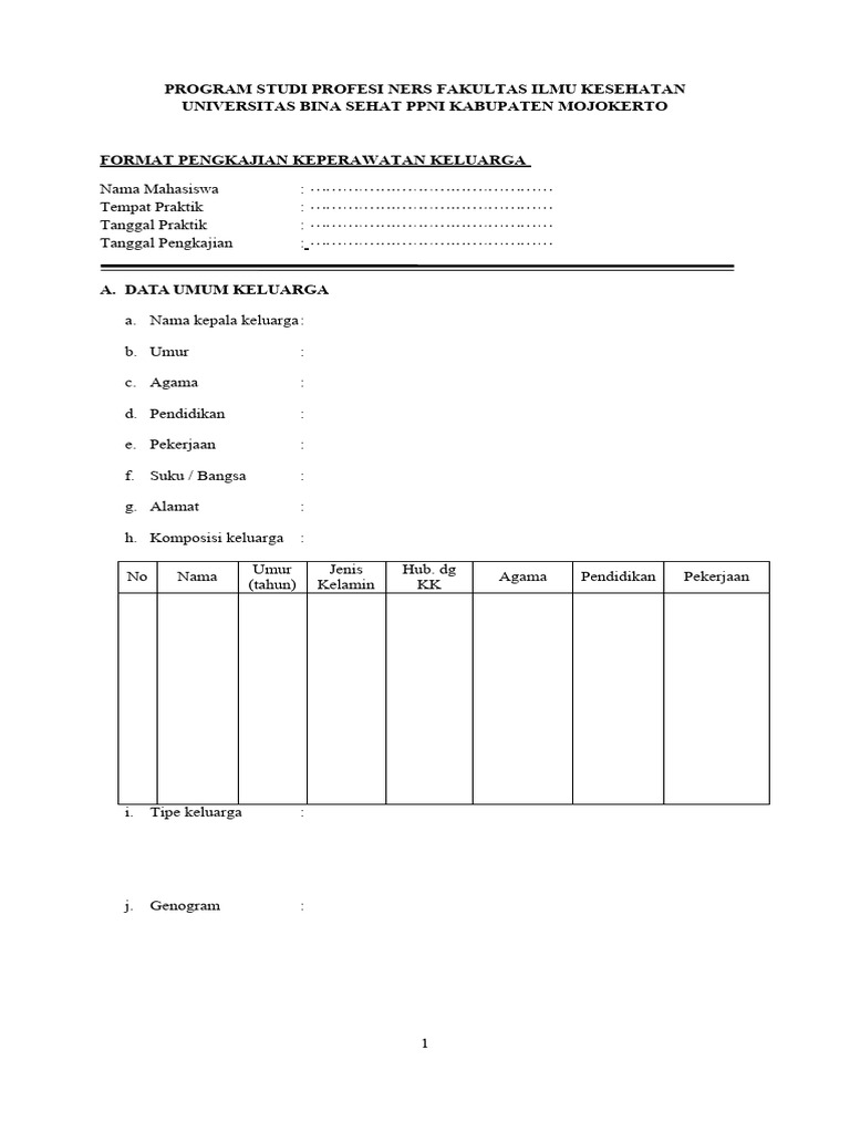 Form Askep Kep. Keluarga | PDF | Pengembangan Diri | Kesehatan Holistik