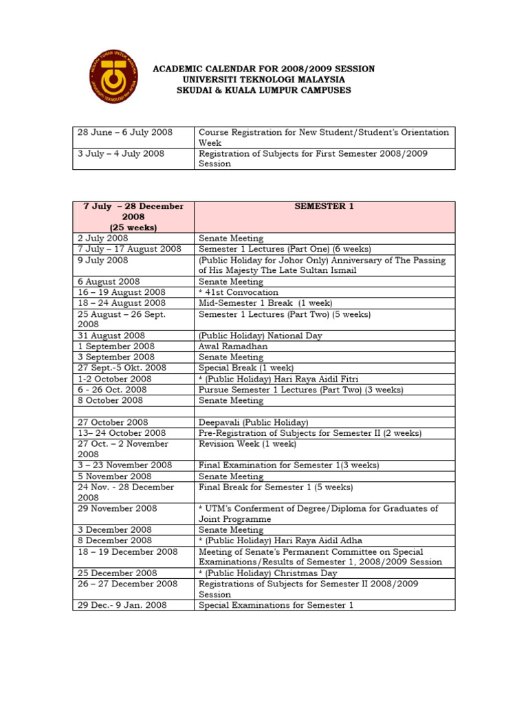 ACADEMIC CALENDAR English 0809 | PDF | Academic Term | Schools
