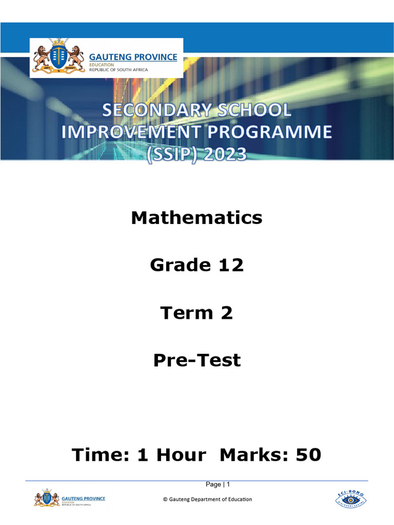 Maths Pre-Test | PDF | Circle | Euclidean Geometry