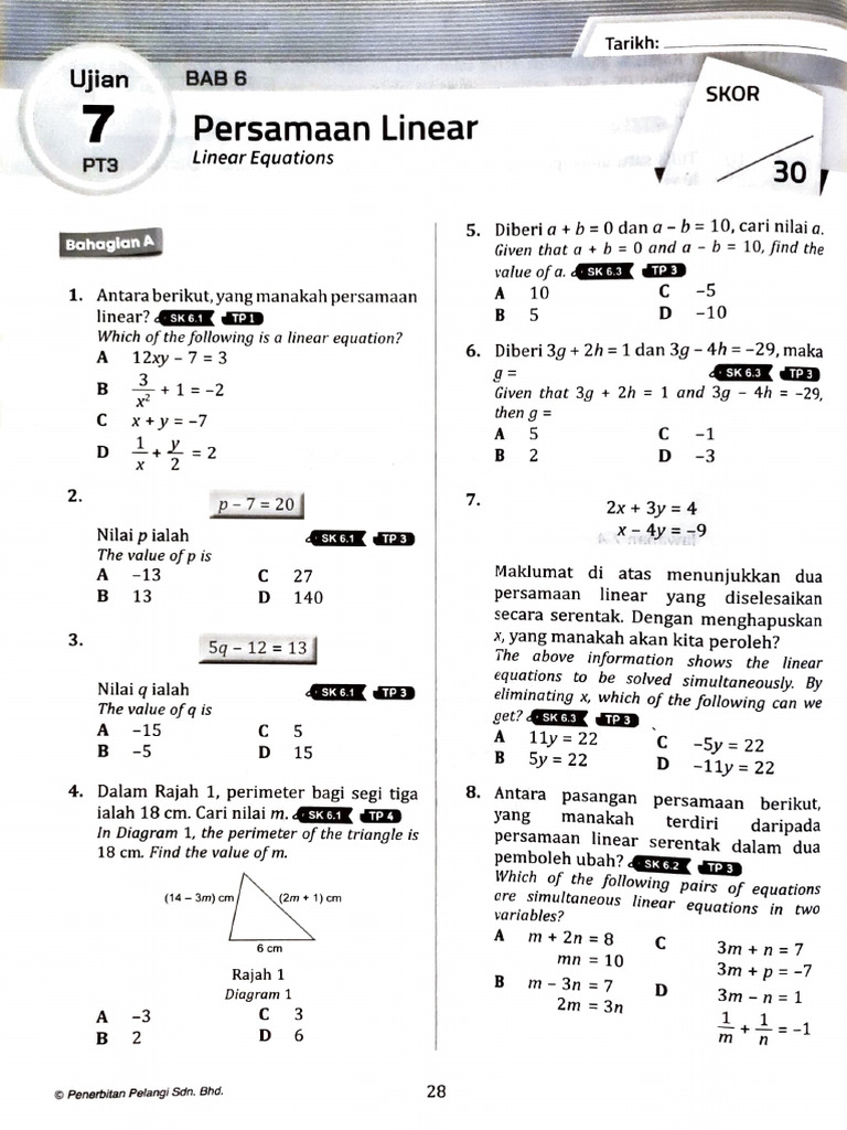 F1 Math Bab6 Latihan | PDF | Elementary Mathematics | Mathematical Concepts