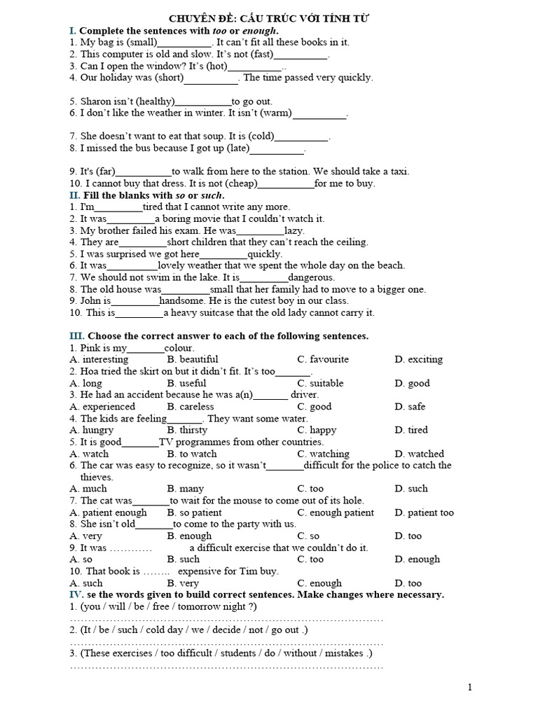 Adjectives Structures | PDF