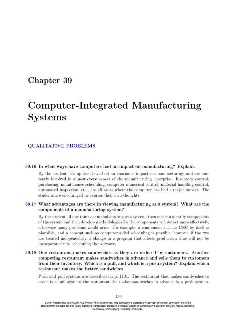 Computer-Integrated Manufacturing Systems: Qualitative Problems | PDF ...