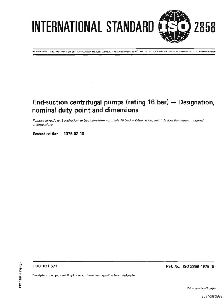 Iso 2858-1975 | PDF