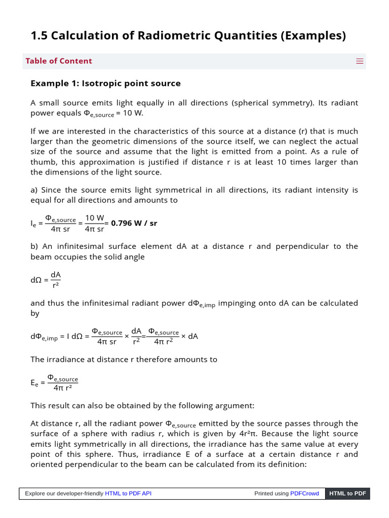 Calculation of Radiometry Quantities | PDF | Electromagnetic Radiation ...
