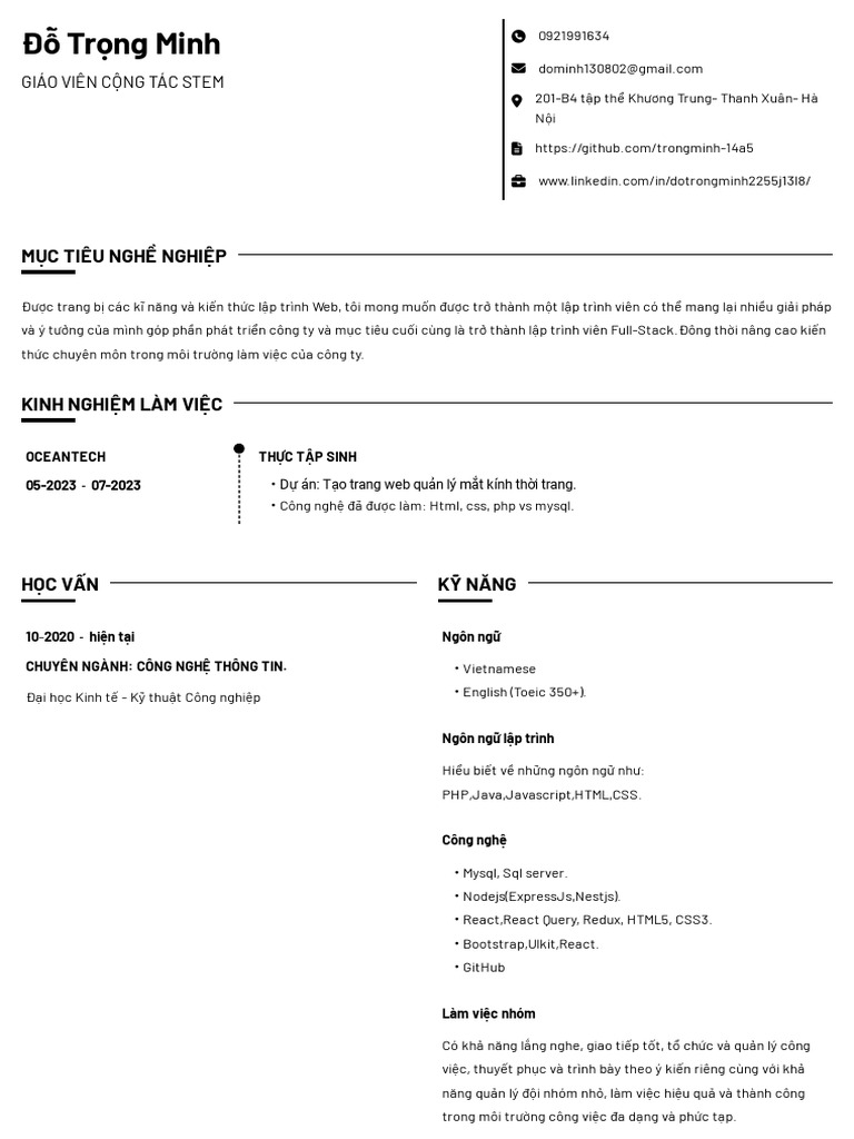 CV Back End Developers | PDF