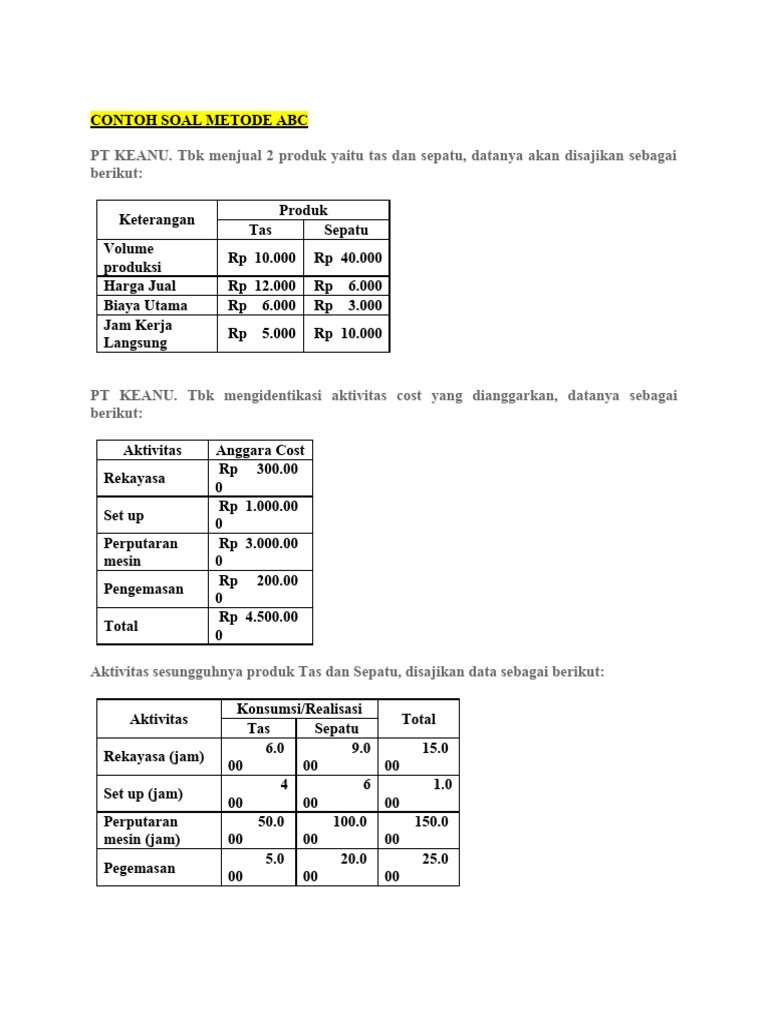Contoh Soal Metode Abc | PDF
