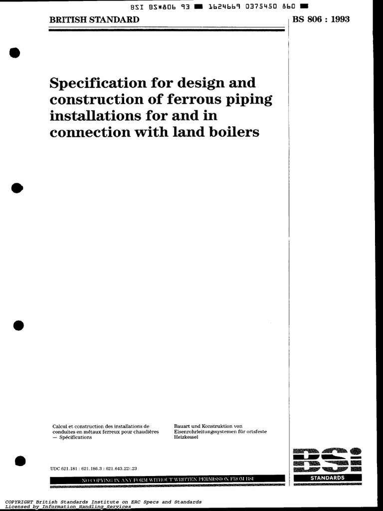 BS 806 1993 , Specification For | Download Free PDF | Pipe (Fluid ...
