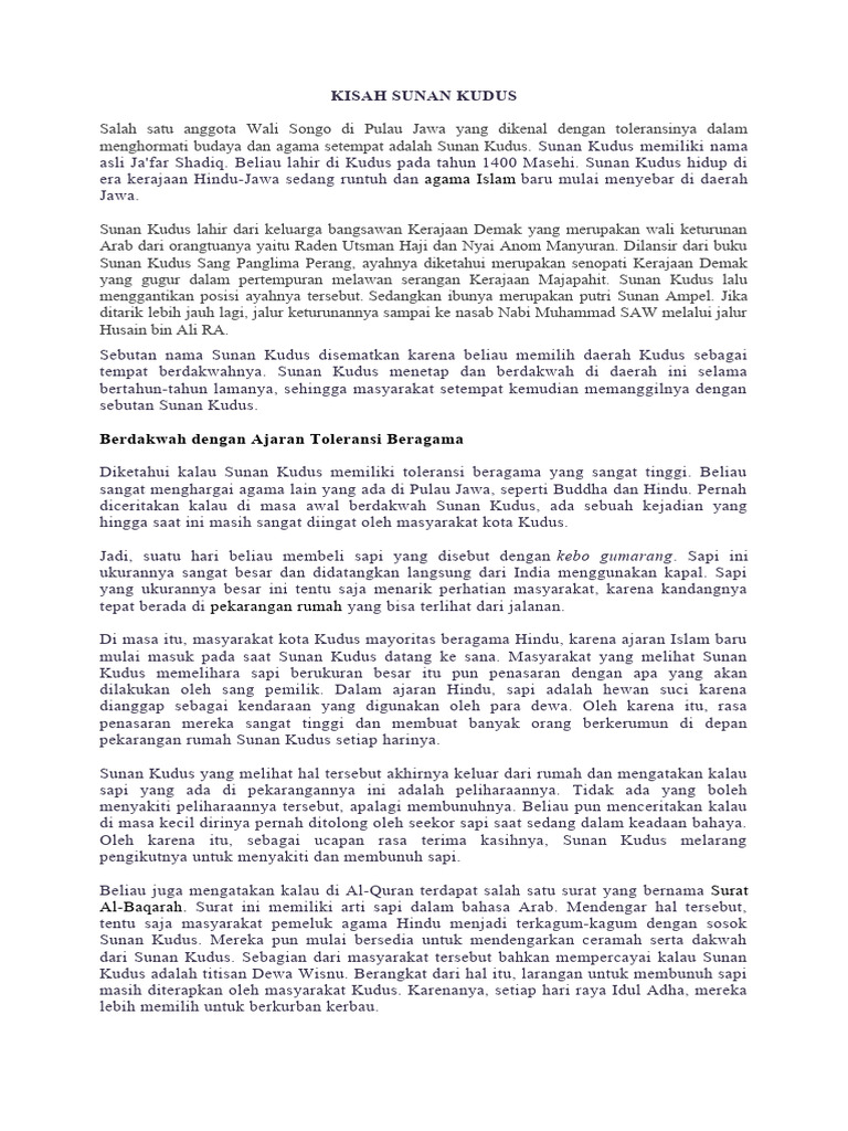 Kisah Sunan Kudus | PDF | Agama & Spiritualitas