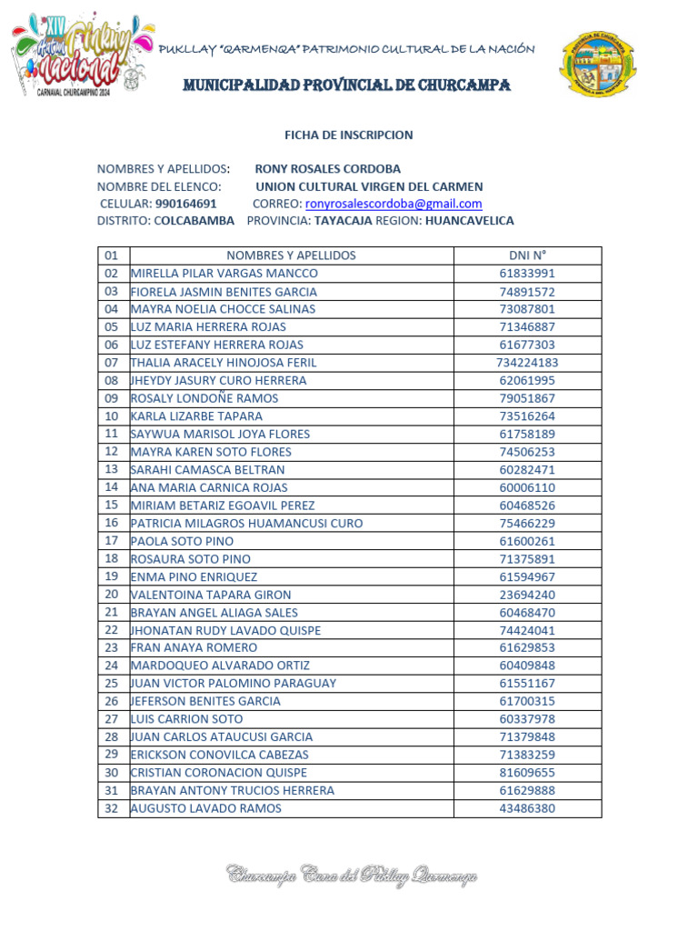 OFICIO MULTIPLE N°0024-2024 - HATUK TINKUY NACIONAL - docxCHURCAMPA | PDF | Carnaval | Ropa