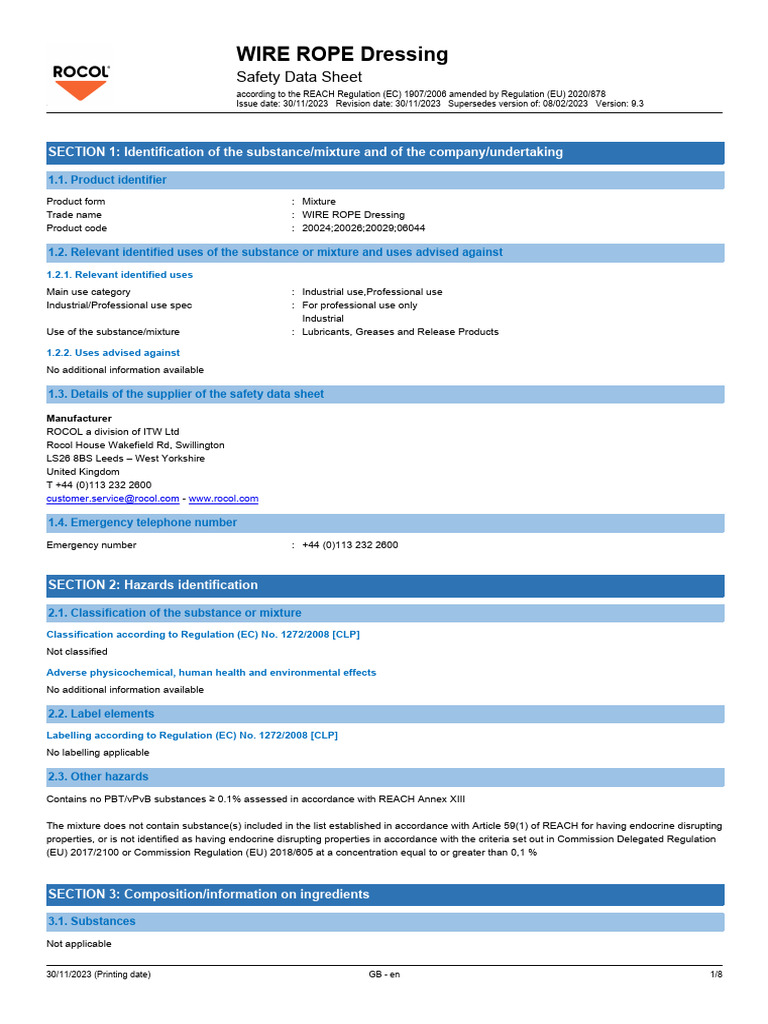 WIRE ROPE Dressing - GB | PDF | Occupational Safety And Health | Chemistry